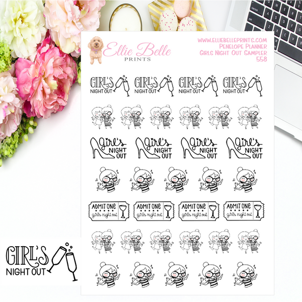 Girls Night Out Stickers - Penelope Planner – Ellie Belle Prints